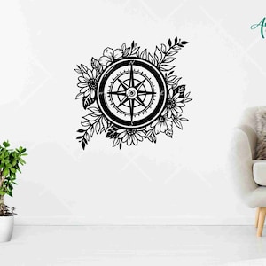Compass Rose Svg, Vintage Compass Svg, Floral Compass Svg, Compass With ...