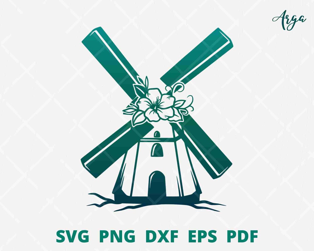 Windmill PNG, Floral Windmill Svg, Windmill With Flower, Windmill Wall ...