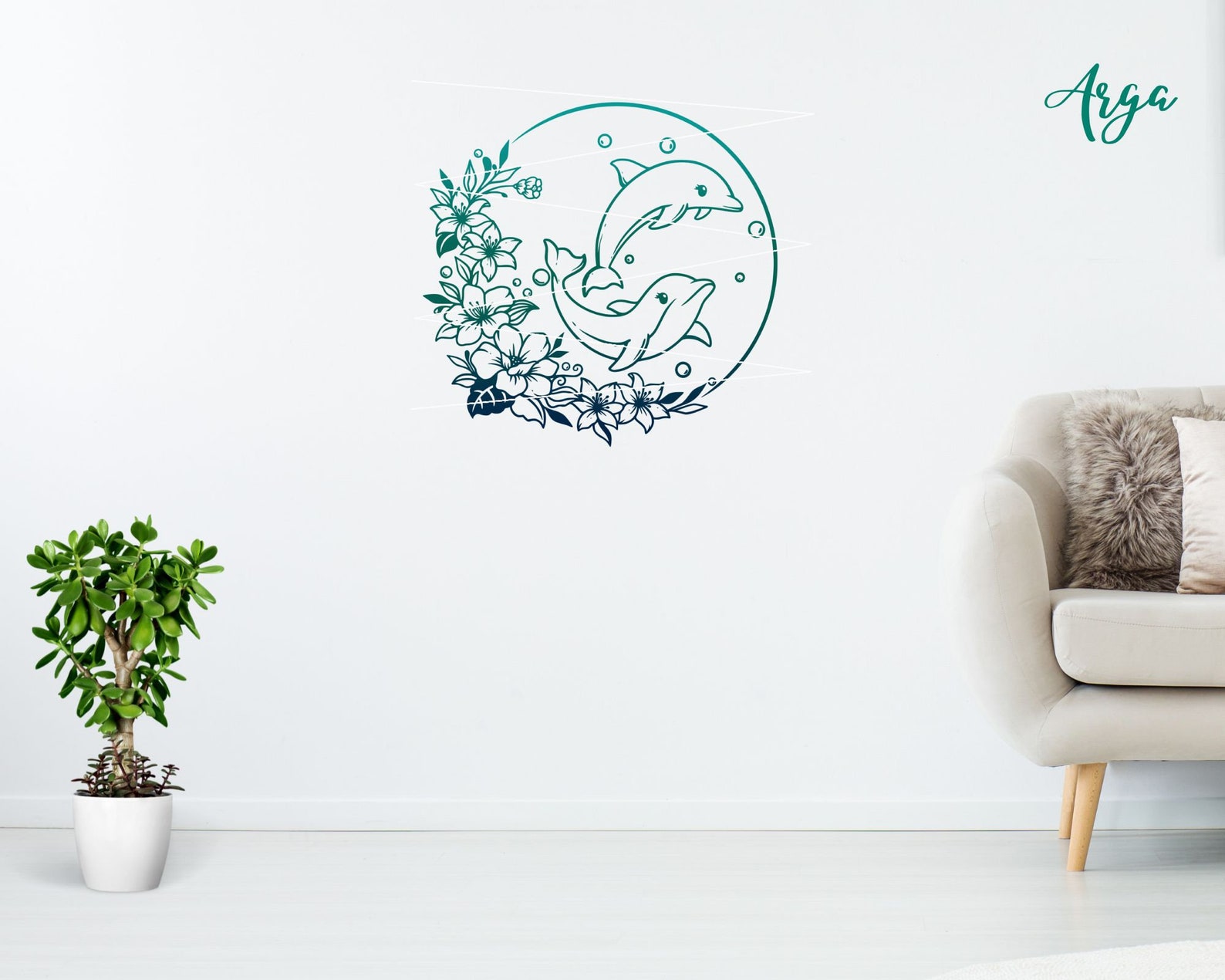 Dolphin Flower Frame Svg, Floral Dolphin Svg, Sea Animal Svg, Ocean ...