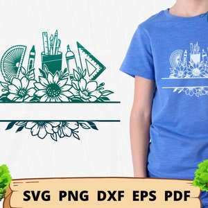 School Frame Svg, Classroom Svg, Teacher Svg, Split Monogram Flower ...