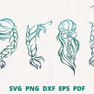 Hair Braided Svg Bundle, Hair Svg, Hair Braided With Flower Svg, Woman ...
