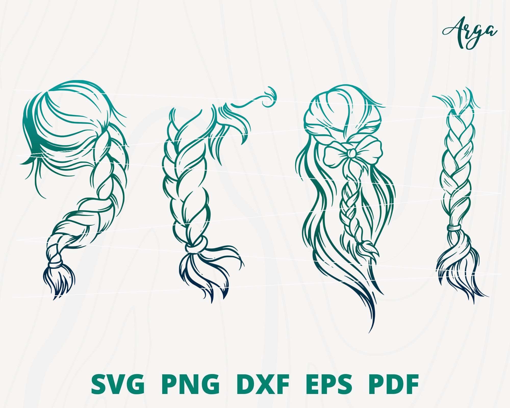 Hair Braided Svg Bundle, Hair Svg, Hair Braided With Flower Svg, Woman ...