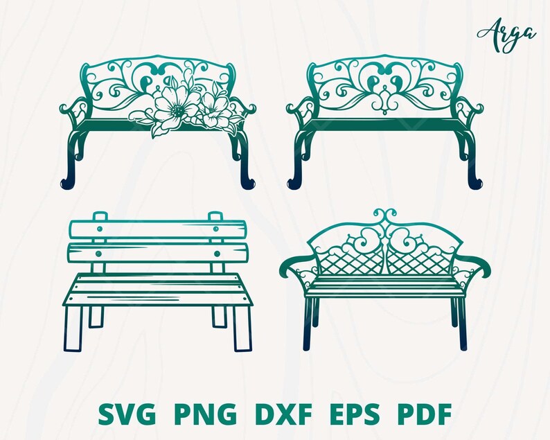 Garden Bench Svg Bundle, Bench Svg, Park Bench Svg, Wooden Park Bench ...