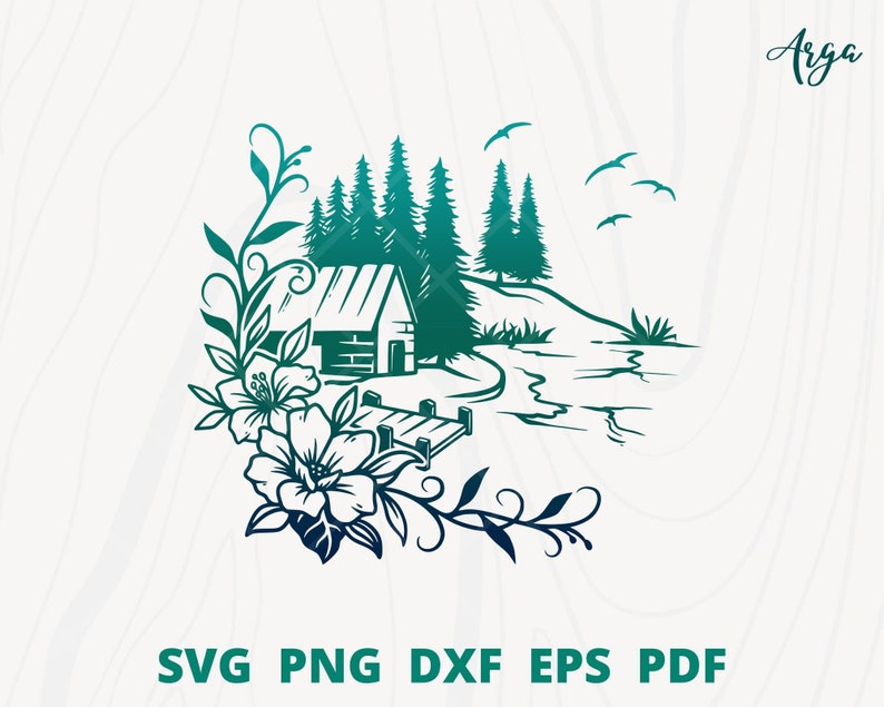 Lake Life Svg, Village Scene Svg, Lake Scene Svg, Lake House Png, House ...