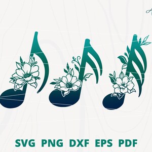 Music Notes Svg, Floral Music Note Svg, Music Svg, Music Symbol Svg ...