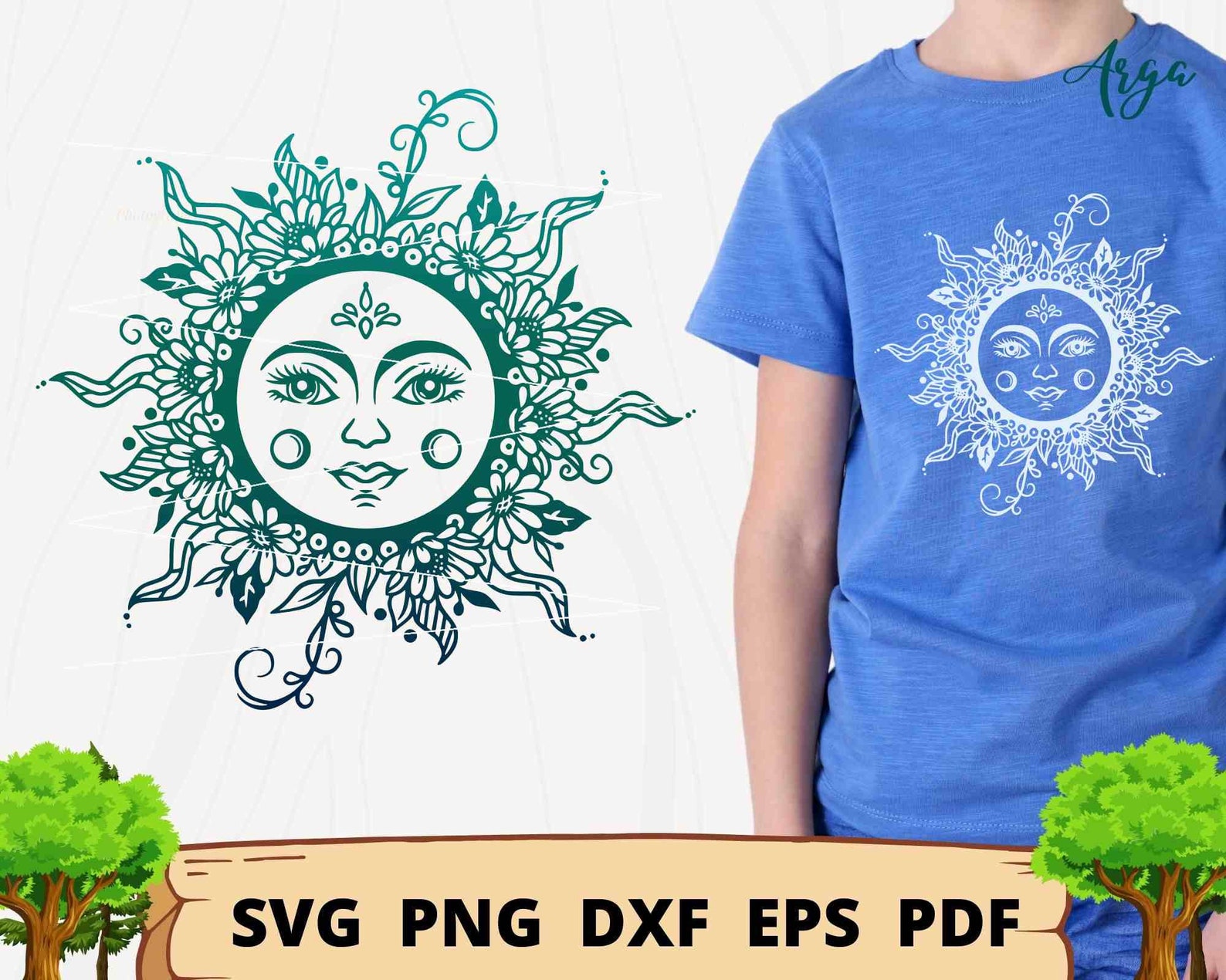 Sun Face Svg, Sun Svg, Celestial Sun Svg, Sun Scene Svg, Mystical Sun ...