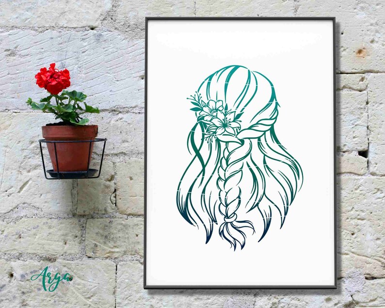 Beauty Hair Braid Svg, Floral Hair Svg, Woman Fashion Svg, Hair Braided ...