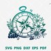 Compass With Flower Svg, Compass Rose Svg, Vintage Compass Svg, Floral ...