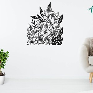 Tropical Flower Svg for Window Sticker, Tropical Leaves Svg, Botanical ...