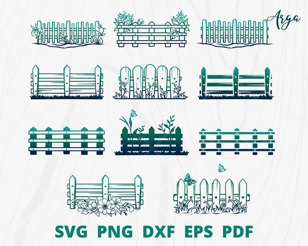 Fence Svg Bundle, Wooden Fence Svg, Garden Fence Svg, Floral Picket ...