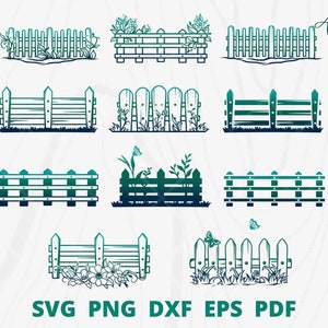 Fence Svg Bundle, Wooden Fence Svg, Garden Fence Svg, Floral Picket ...