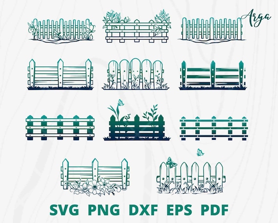Fence Svg Bundle Wooden Fence Svg Garden Fence Svg Floral - Etsy