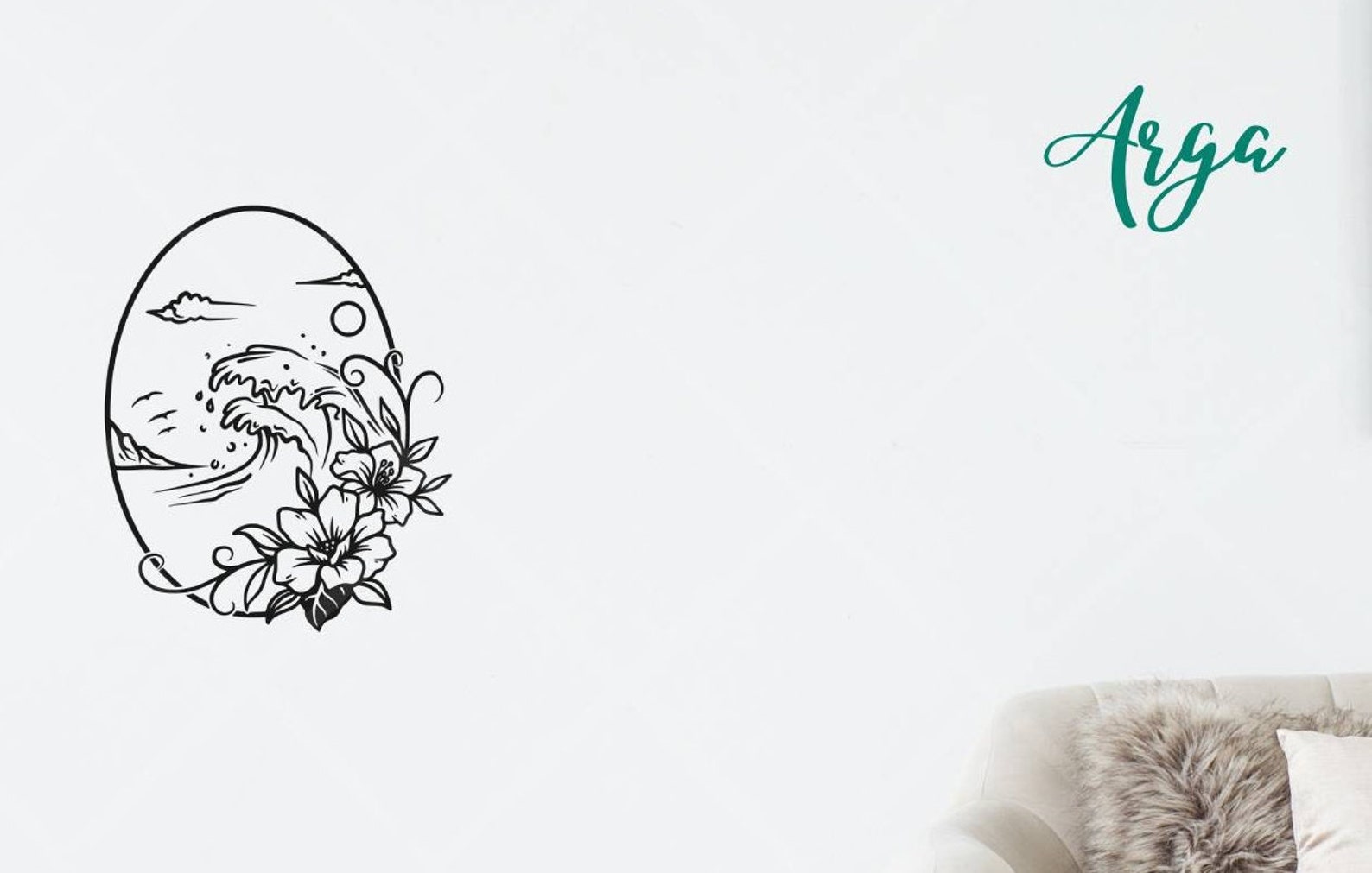 Wave Scene Svg Wave SVG Wave With Flower Svg Floral Wave - Etsy