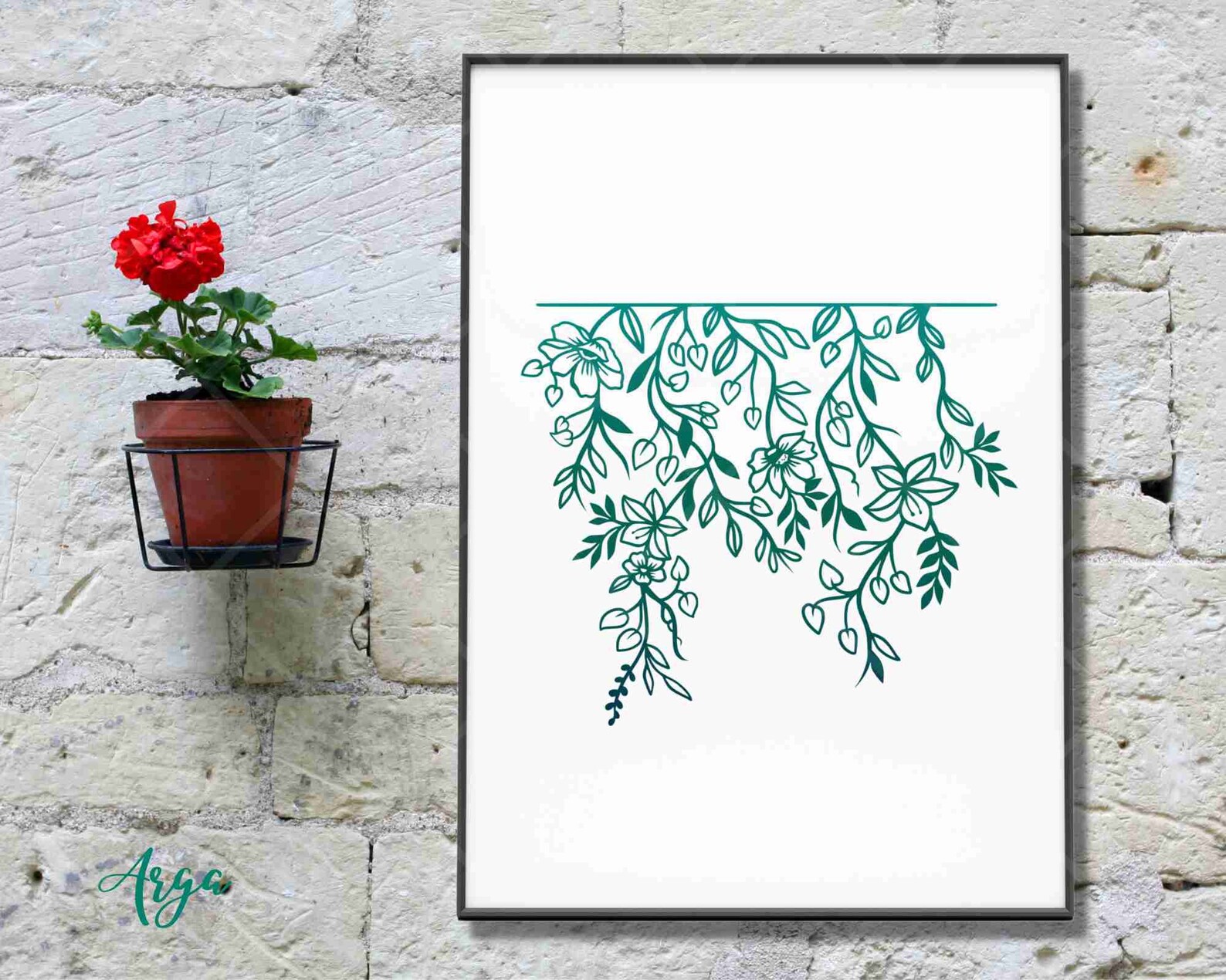 Blumen in Wand svg, hängende Ranken svg, hängende Äste SVG, Blume in ...