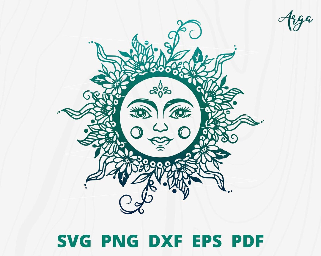 Sun Face Svg, Sun Svg, Celestial Sun Svg, Sun Scene Svg, Mystical Sun ...