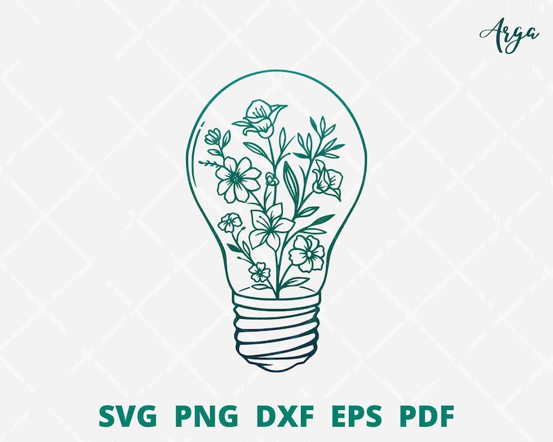 Flower in Light Bulb Svg Floral Lamp SVG Light Bulb Clip - Etsy