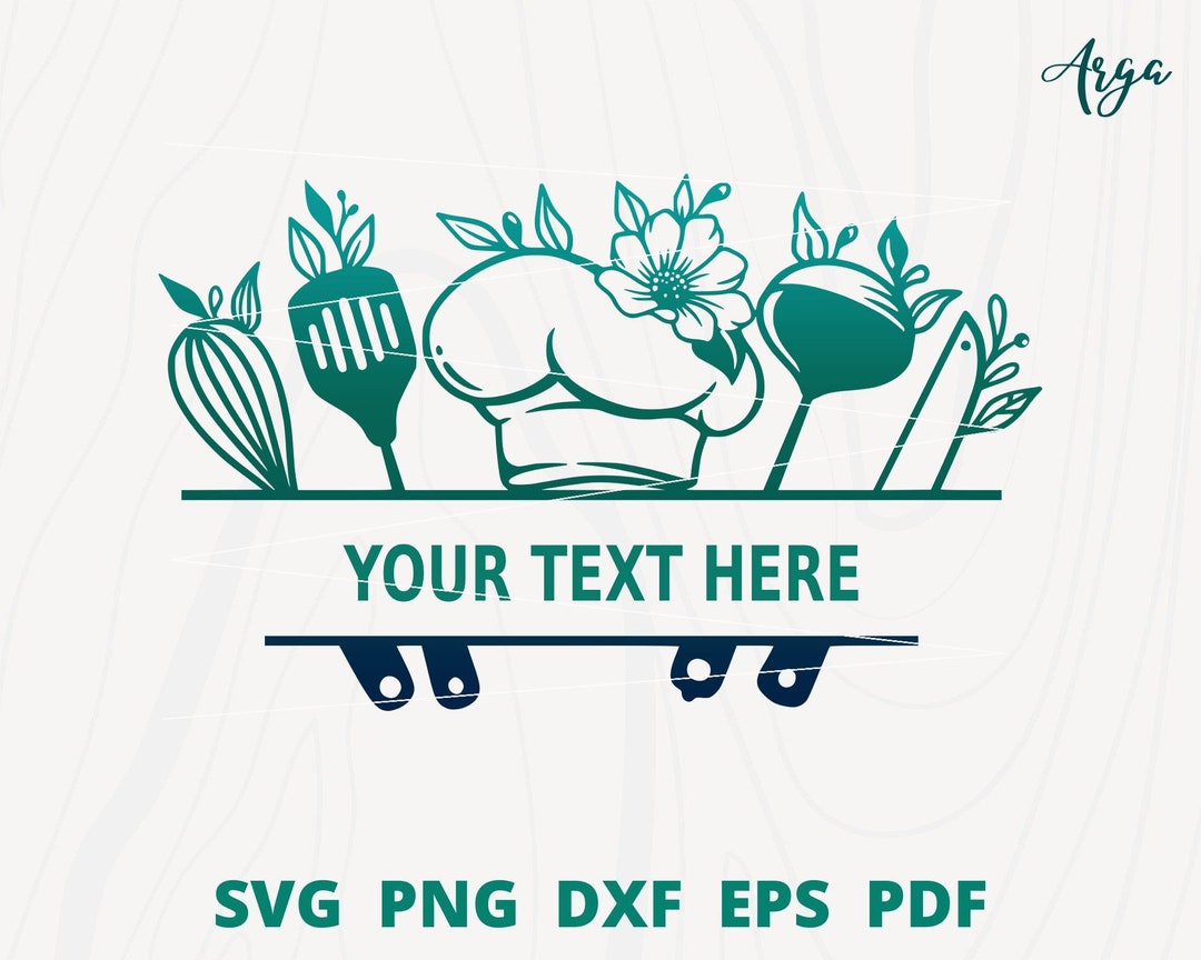 Monogram Cooking Tool, Split Chef Tools Svg, Chef Svg, Flower Chef Svg ...