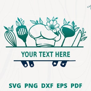 Monogram Cooking Tool, Split Chef Tools Svg, Chef Svg, Flower Chef Svg ...