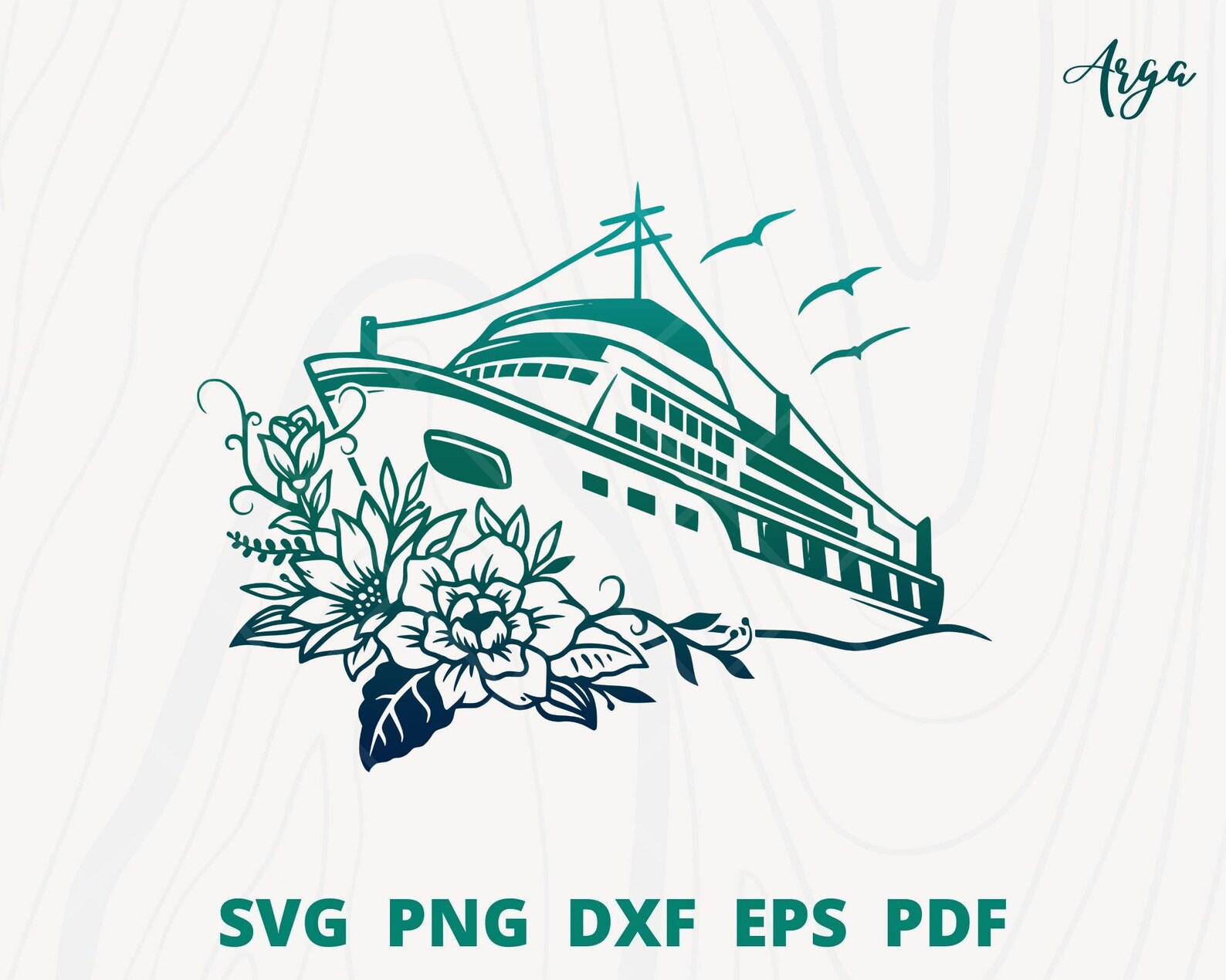 Cruise Svg File Floral Ship SVG Files Cruise Ship Svg | Etsy