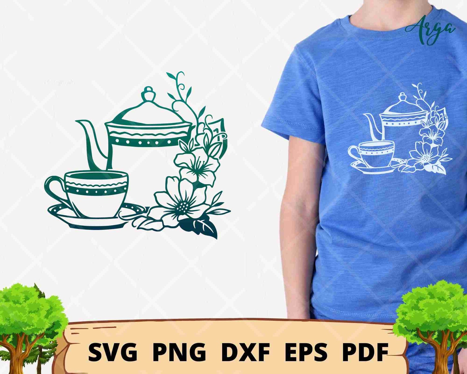 Teapot Svg File Floral Teapot Svg Teapot With Flower | Etsy