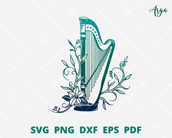Harp SVG Floral Harp Svg Harp Wall Decor Music Instrument | Etsy