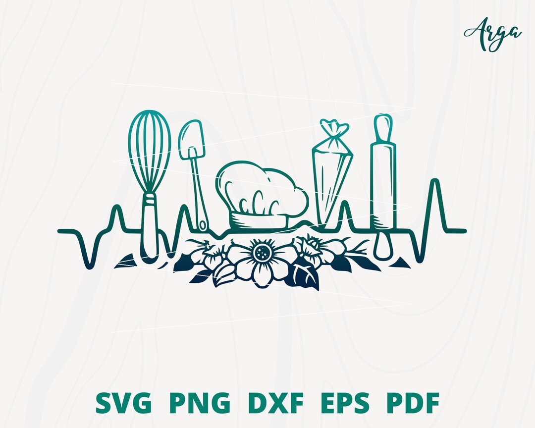 Chef Svg, Floralheart Beat Chef Svg, Heart Beat Chef Tool Svg, Chef ...