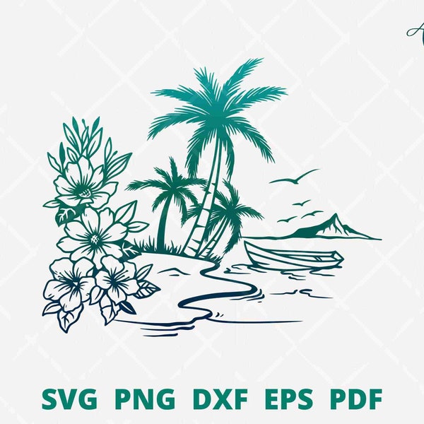 Beach Scene Svg - Etsy