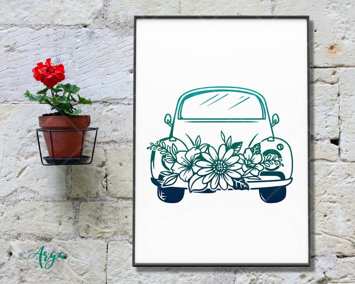 Floral Car SVG Car With Flower Svg Wedding Car Svg Marriage | Etsy
