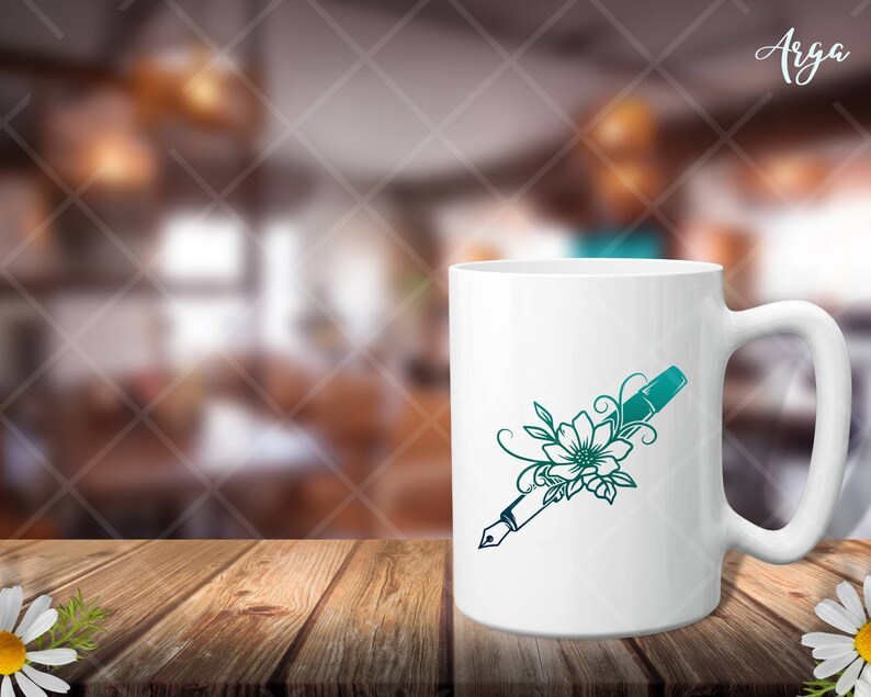 Flower Fountain Pen Svg Pen Svg Secretary Svg Old Pen Svg - Etsy