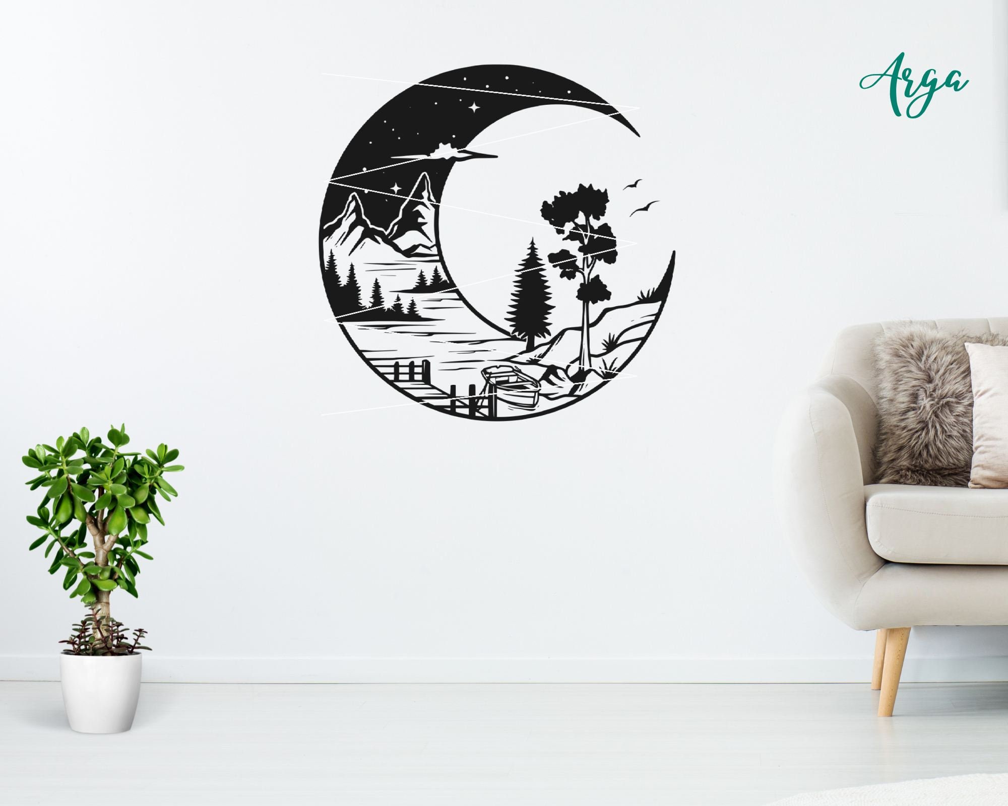 Lake on the Moon Lake Scene Svg Crescent Moon Lake Svg Lake - Etsy
