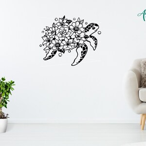 Floral Turtle Svg, Turtle With Flower Svg, Sea Turtle Svg, Ocean Animal ...
