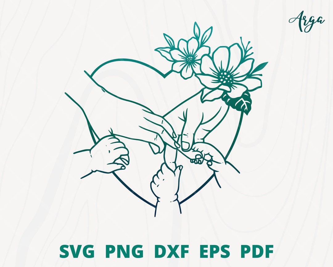Holding Hand Family Svg, Happy Family Svg, Family Hands With Flower Svg ...
