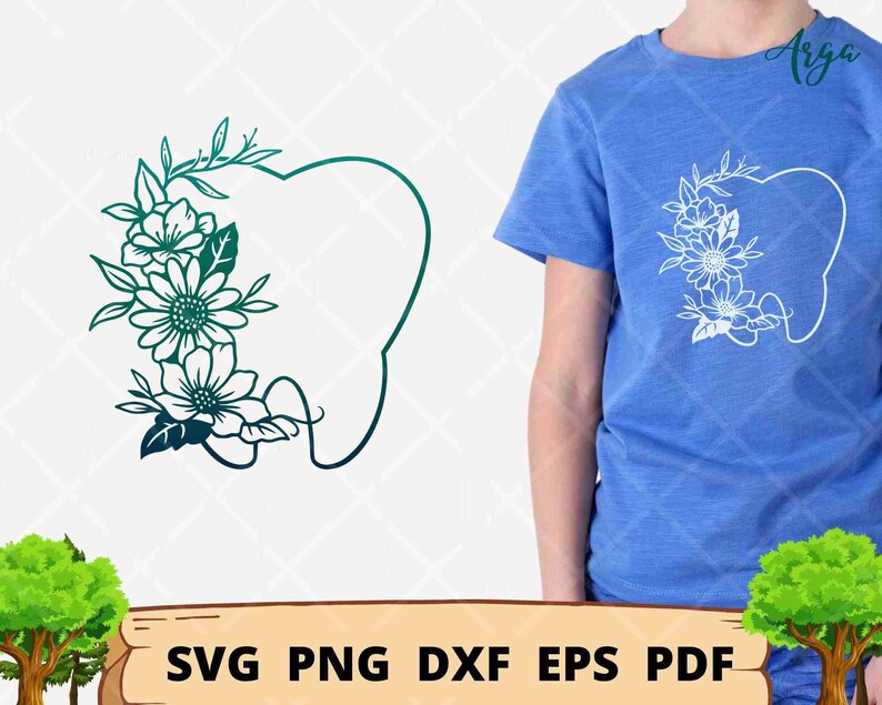 Dentist SVG Floral Dentist SVG Tooth With Flower for Dentist | Etsy