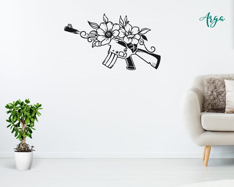 Gun With Flower Svg Weapon Svg Assault Rifle Svg Floral Gun - Etsy