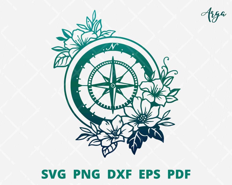 Compass Svg Compass With Flower Svg Compass Rose Svg - Etsy