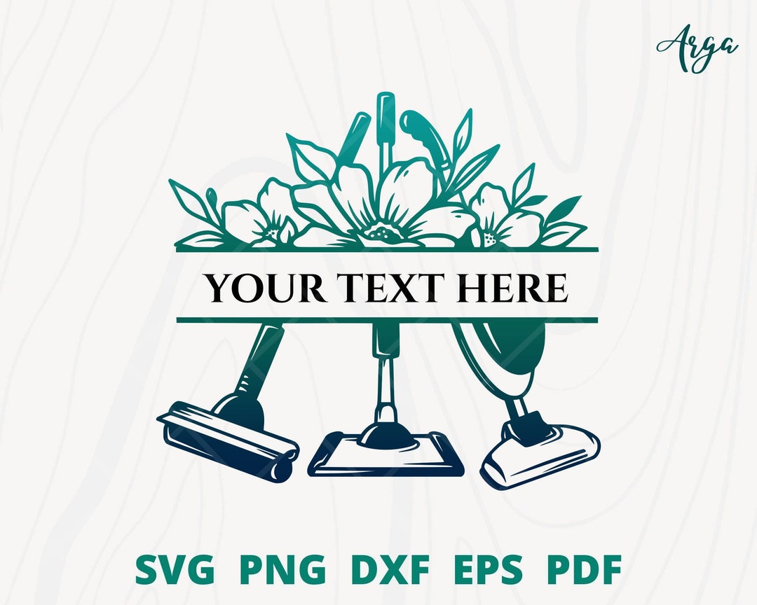 Split Floral Mop Svg, Floor Cleaner SVG, Frame of Floral Cleaning Tool ...