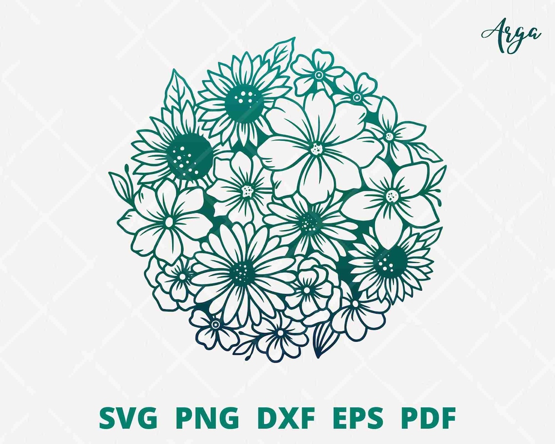 Spring Svg Png Rounded Flowers Svg Circle Flower Svg - Etsy