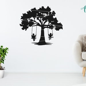 Kids Swing Svg, Tree Swing Svg, Vintage Swing Svg, Children on Swing ...