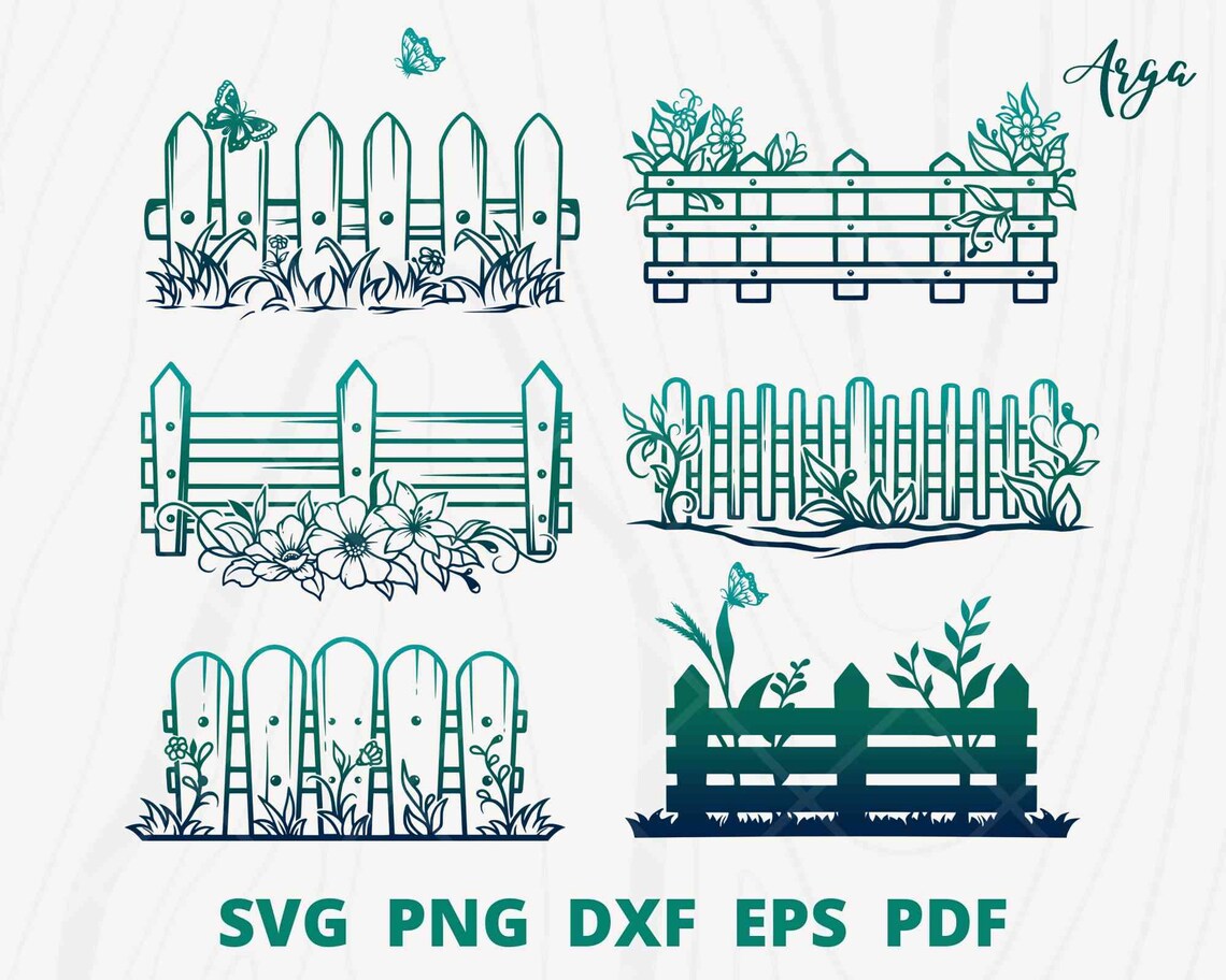 Fence Svg Bundle Wooden Fence Svg Garden Fence Svg Floral - Etsy