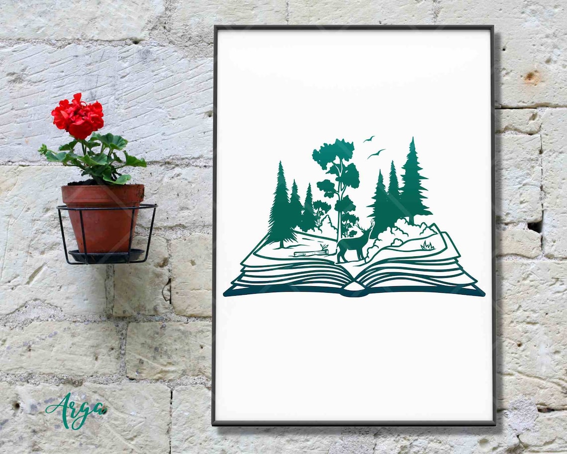 Forest Book Svg Forest Scene SVG Book Lover Svg Forest Svg - Etsy
