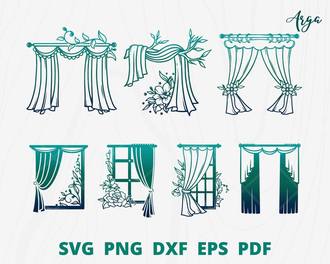 Curtains Svg Bundle, Curtain Svg, Curtain With Flower Svg, Windows ...