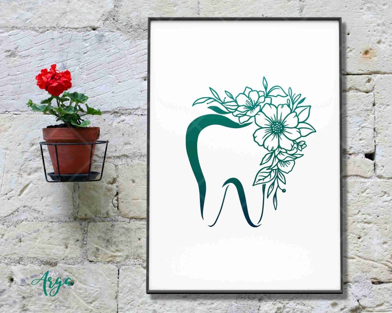 Floral Dentist SVG Dentist SVG Tooth With Flower for Dentist | Etsy