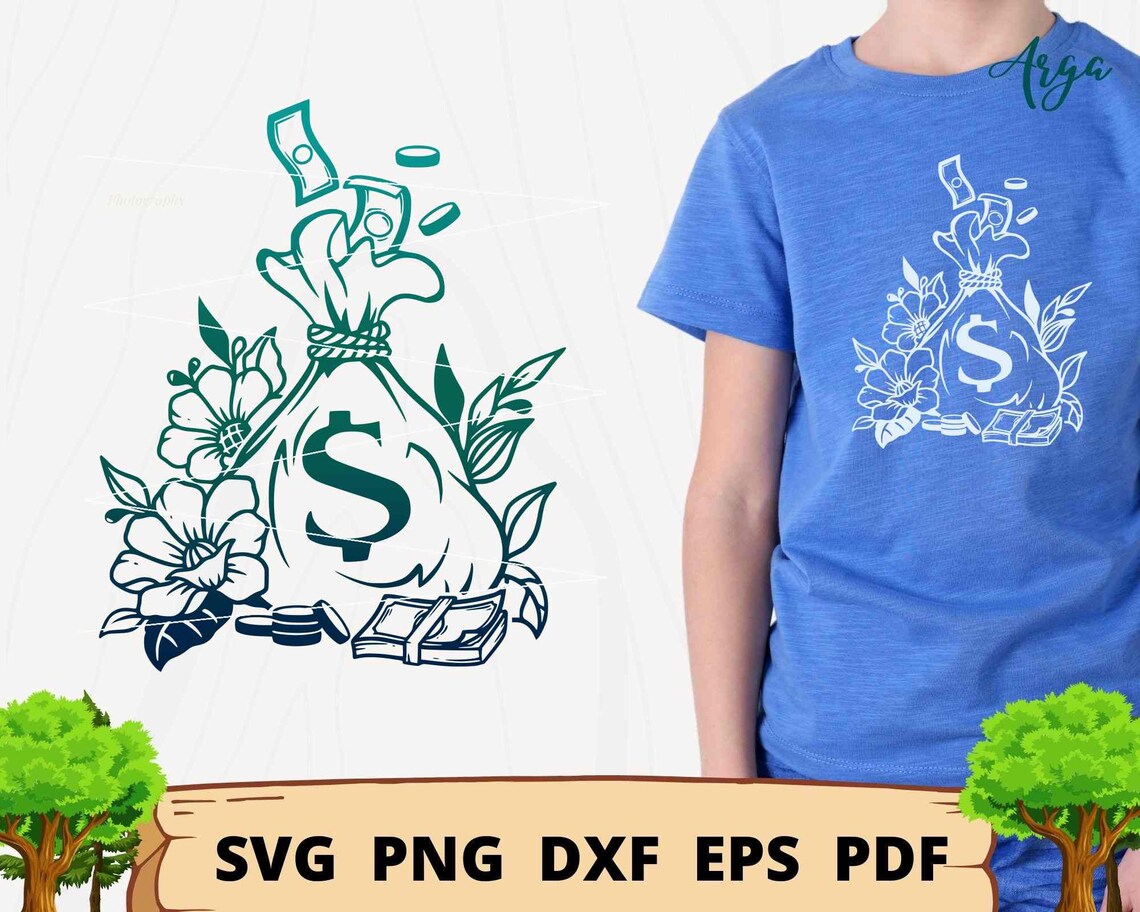 Moneybag Svg Floral Moneybag Svg Treasure Bag Svg Piggy - Etsy
