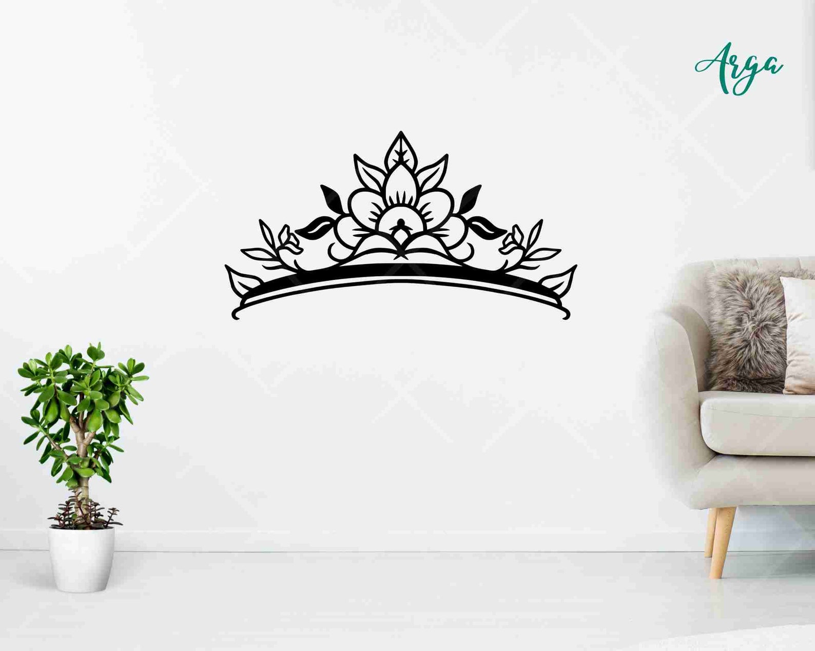 Floral Crown Svg, Crown With Flower Svg, Tiara Svg, Princess Crown Svg ...