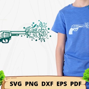 Flower Revolver Svg, Floral Pistol Svg, Revolver Svg, Weapon Svg ...
