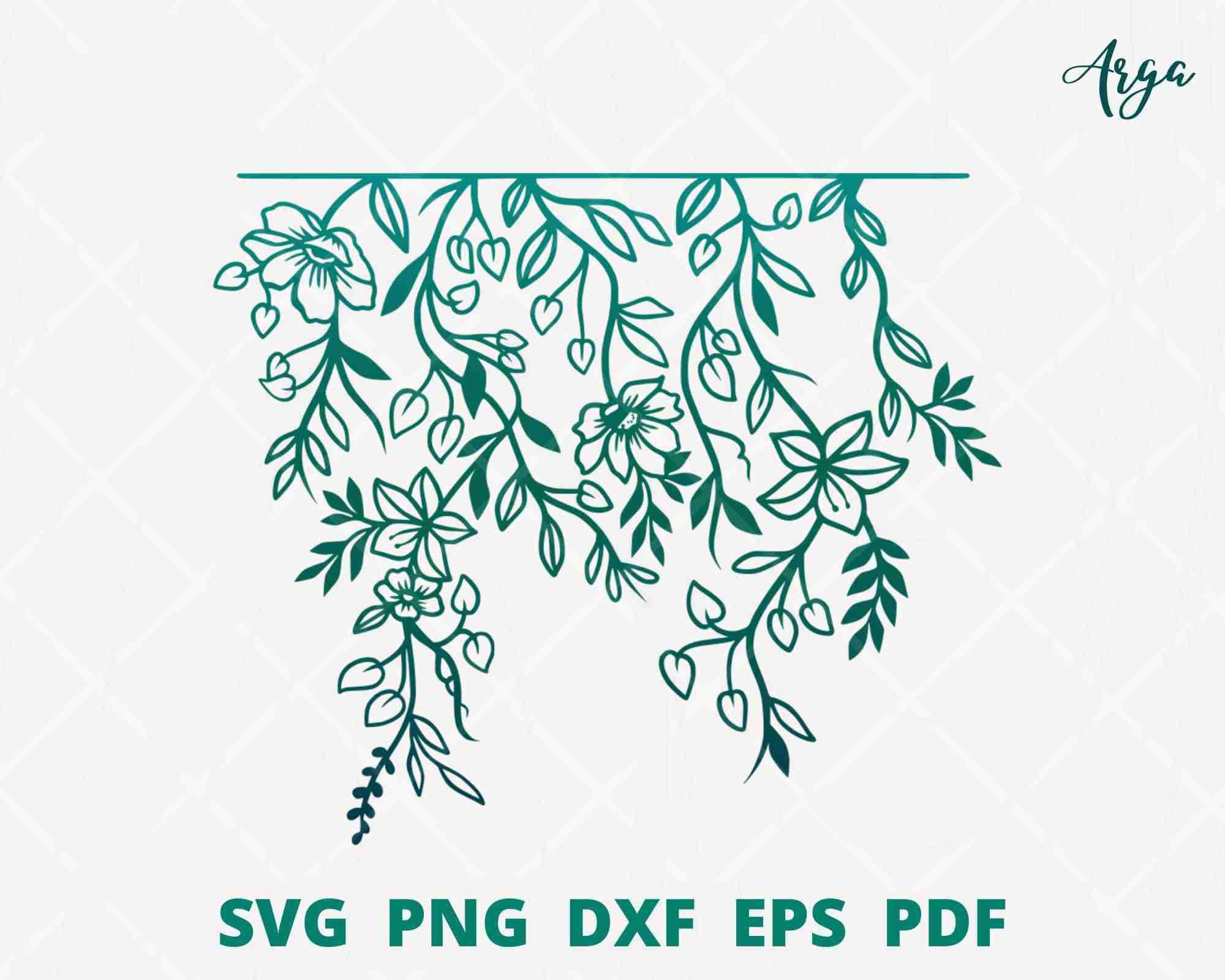 Floral in Wall Svg Hanging Vines Svg Hanging Branches Svg - Etsy Canada