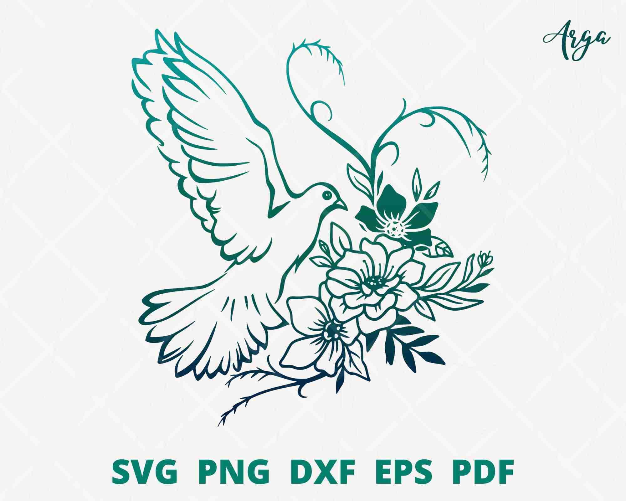 Dove SVG Floral Dove Svg Dove With Flower Pigeon Svg - Etsy Canada