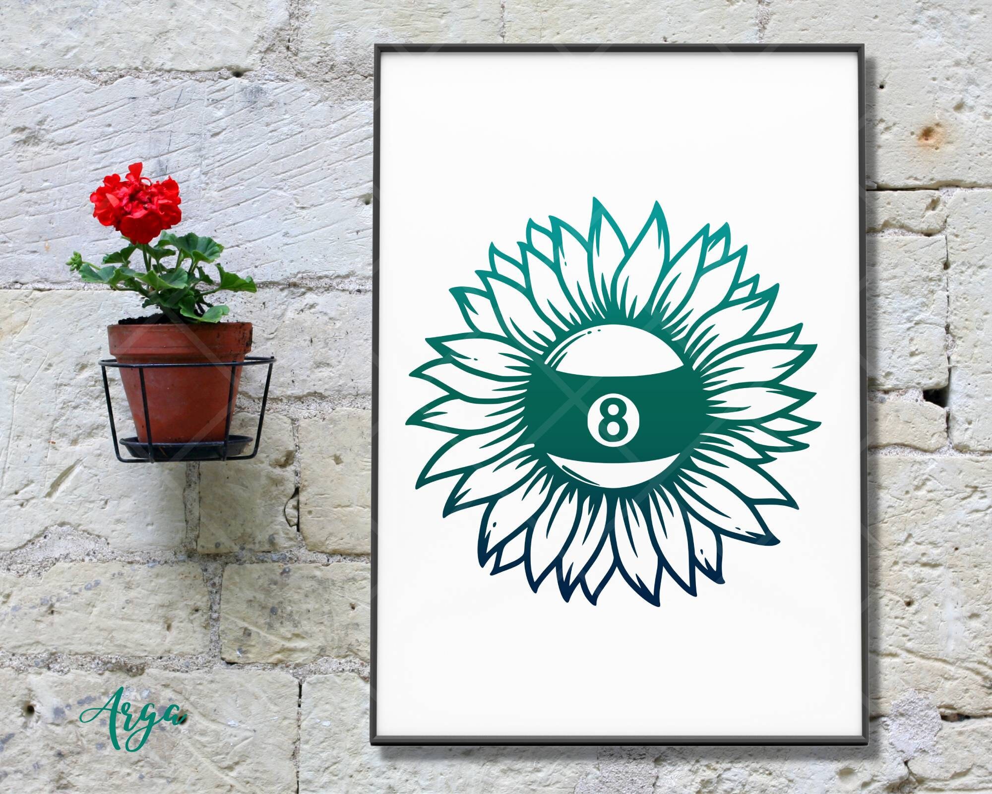 Billiards Svg Sunflower Billiards Svg Floral Billiards Svg | Etsy