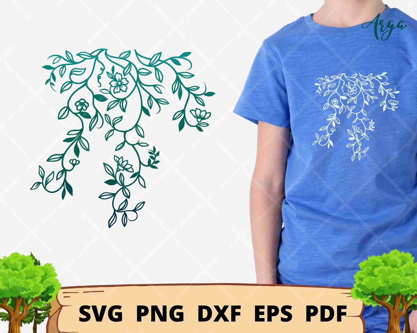 Hanging Flower Svg, Hanging Vines Svg, Floral in Wall Svg, Flower in ...