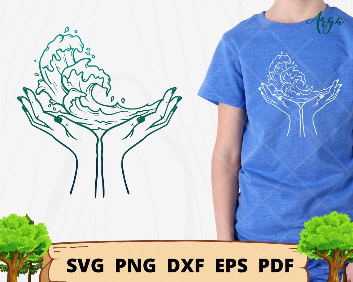 Hand Holding Wave Svg Wave Svg Hand Landscape Svg Hand With - Etsy